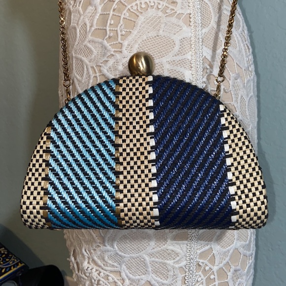 Bags | Like New Woven Hard Case Box Clutch Crossbody Bag | Poshmark